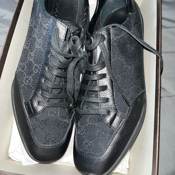 Gucci | Shoes | Gucci All Black Shoes With The Gg Printed Size 39 Women ...